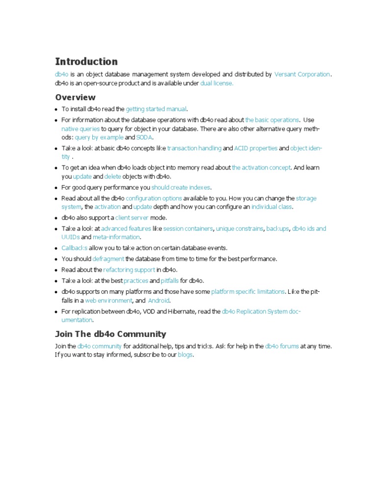 Db4o Reference Java | PDF | Object Relational Mapping | Databases