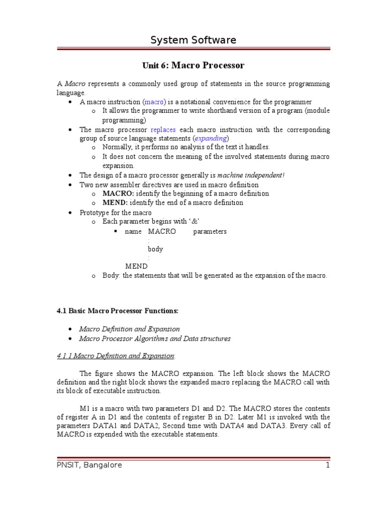 System Software Notes 5th Sem Vtu Pdf Parameter Computer Programming Macro Computer 7175
