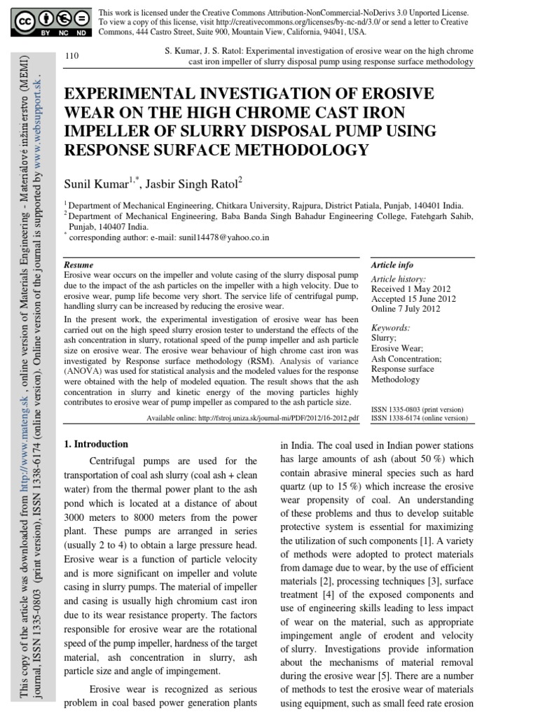 Erosive Wear in Slurry Pumps | PDF | Coefficient Of Determination | Wear