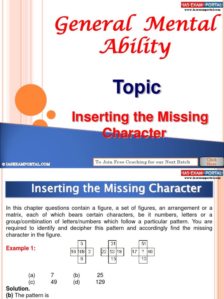General Mental Ability Inserting Missing Character | PDF | Computers