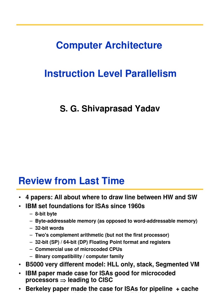 Computer Architecture Instruction Level Parallelism Techniques | PDF ...