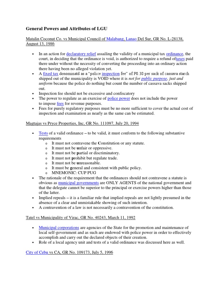 General Powers and Attributes of LGU | PDF | Eminent Domain | Local ...