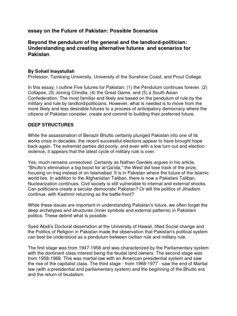 Essay On The Future of Pakistan | PDF | Pakistan | Zulfikar Ali Bhutto