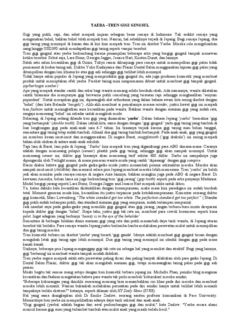 Tren Gigi Yaeba di Jepang | PDF