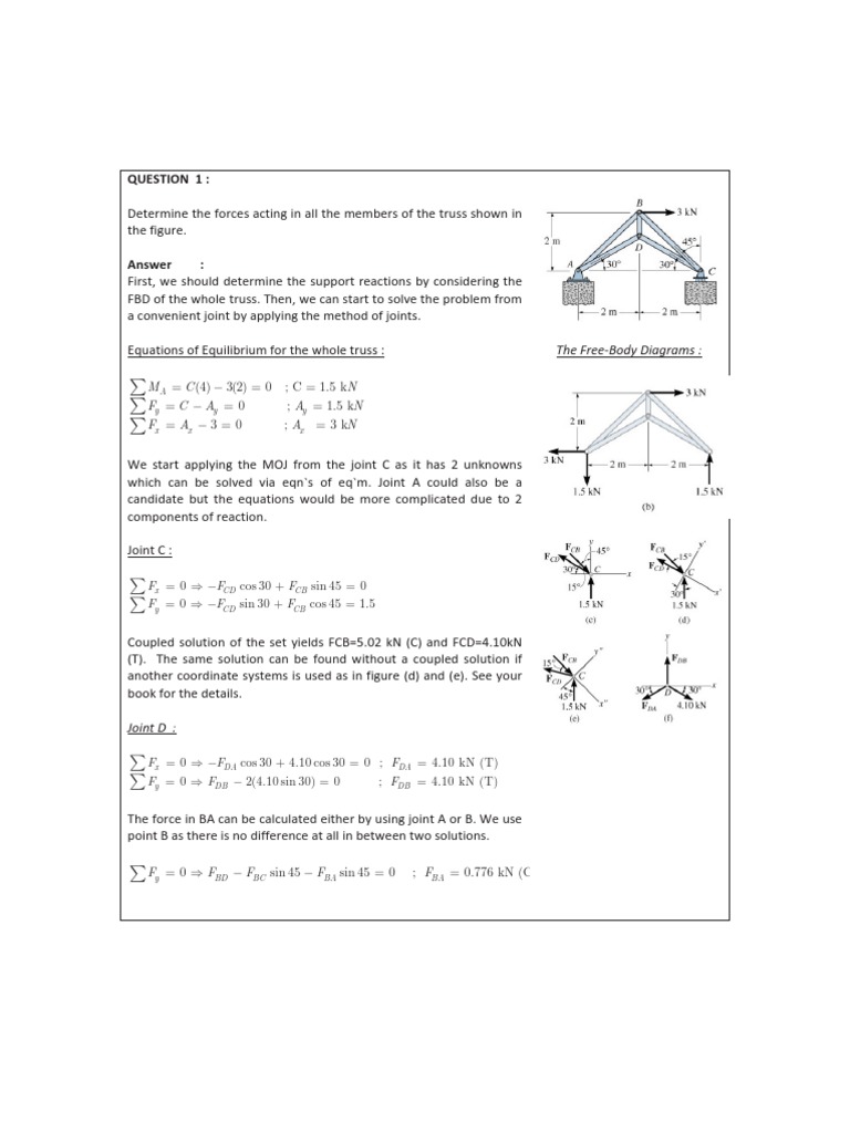 Truss - Problems With Solution (Structural) | PDF | Triangle Geometry ...