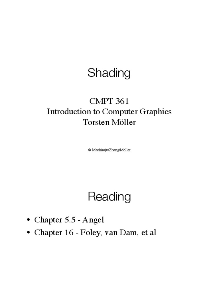Shading: CMPT 361 Introduction To Computer Graphics Torsten Möller | Download Free PDF | 3 D ...