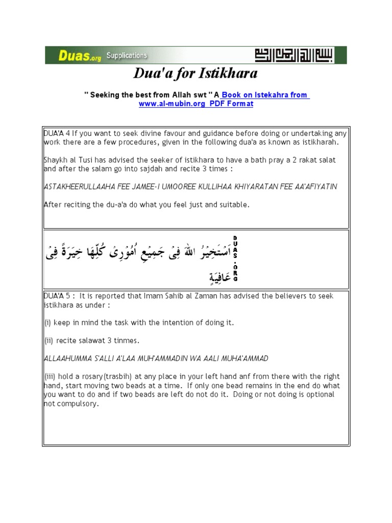 Istikhara Method | PDF | Prayer | Salat