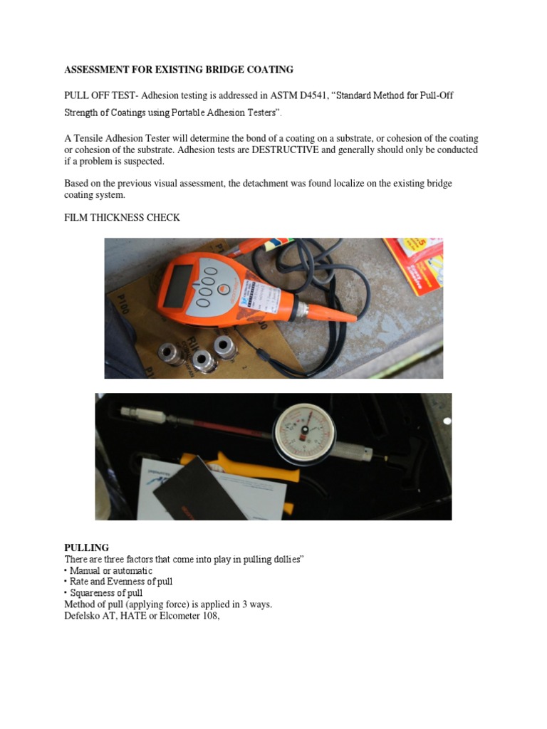 Bridge Coating Pull-Off Test Procedure | PDF | Adhesive | Adhesion