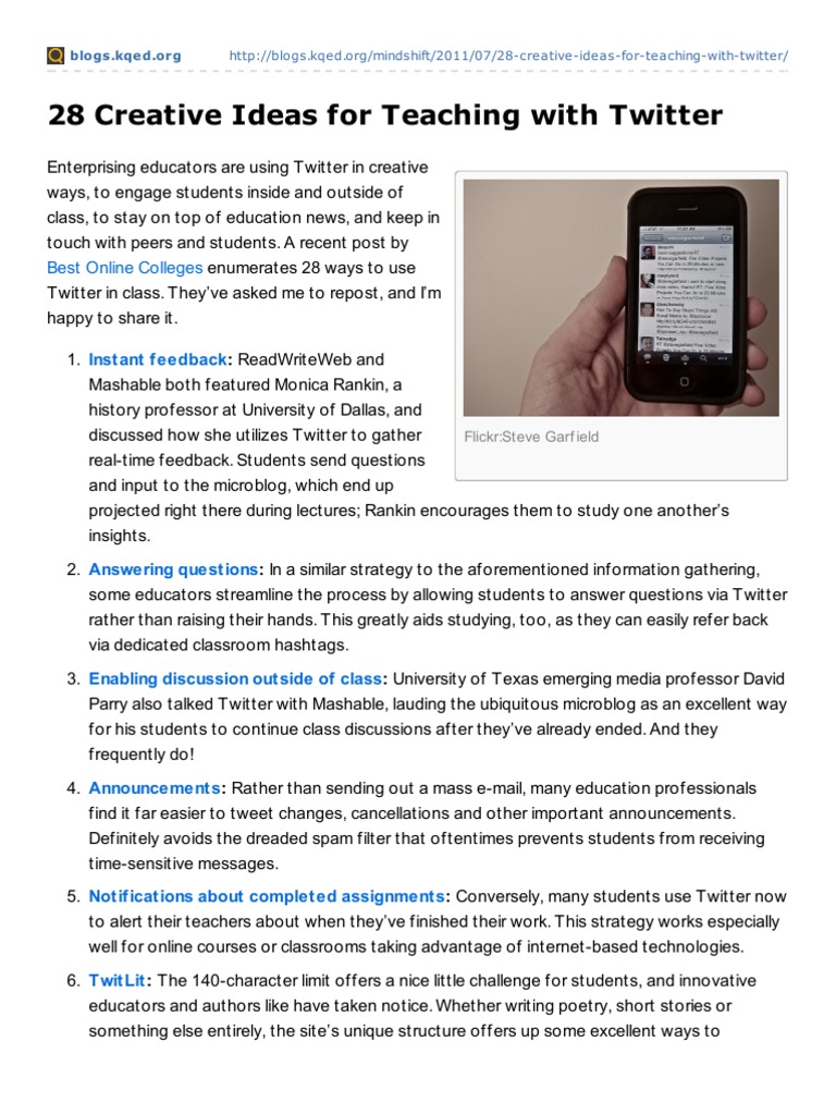 28 Twitter Teaching Ideas | PDF | Twitter | Social Media