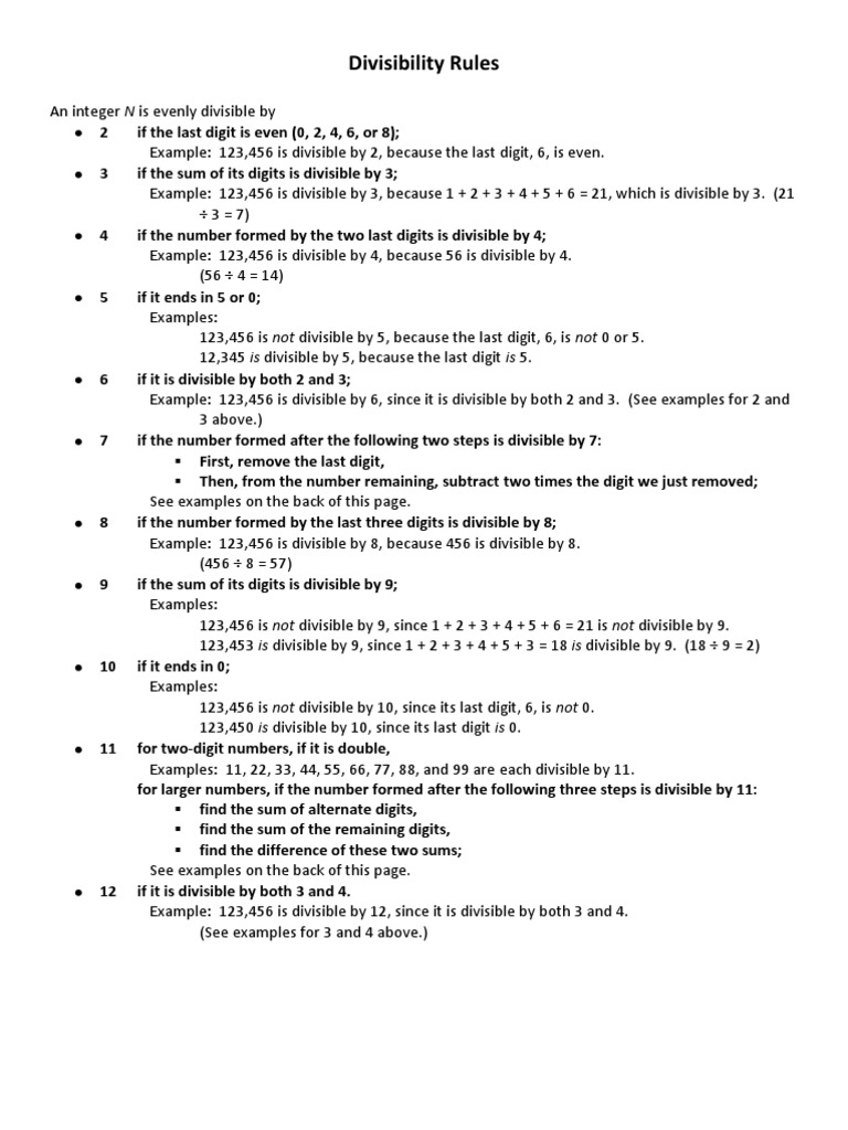 Rules of Divisibility | PDF | Number Theory | Mathematical Analysis