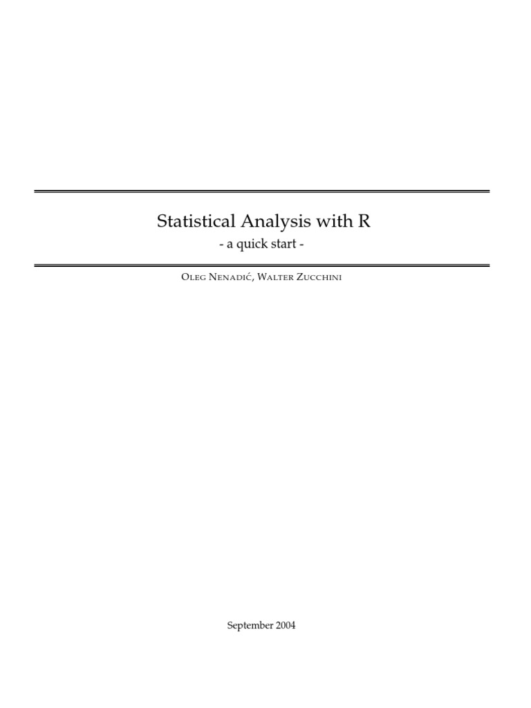 Statistical Analysis With R - A Quick Start | PDF | Autoregressive ...