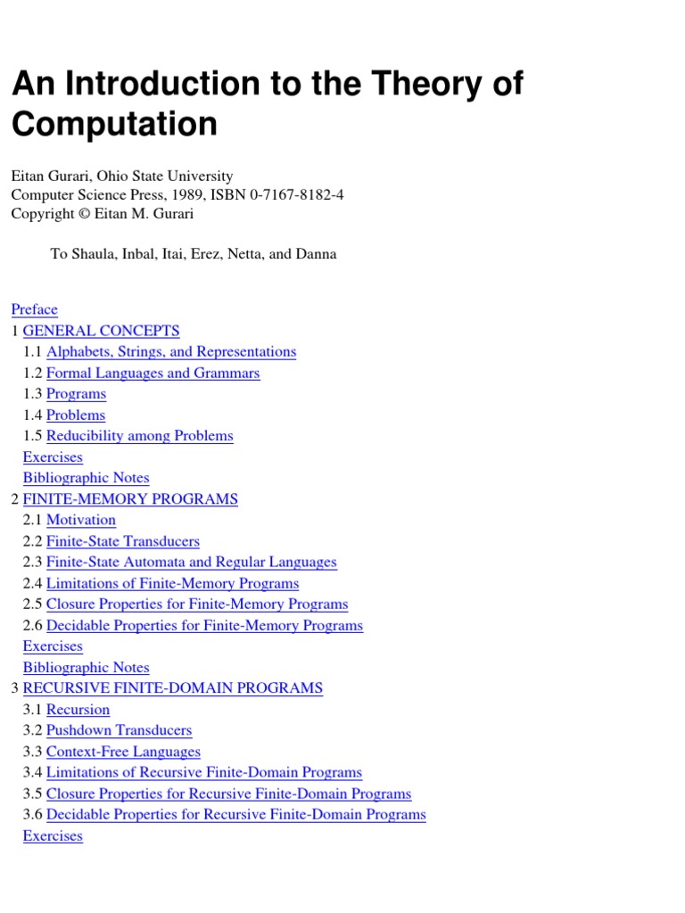 An Introduction To The Theory of Computation PDF | PDF | String (Computer Science) | Formalism ...