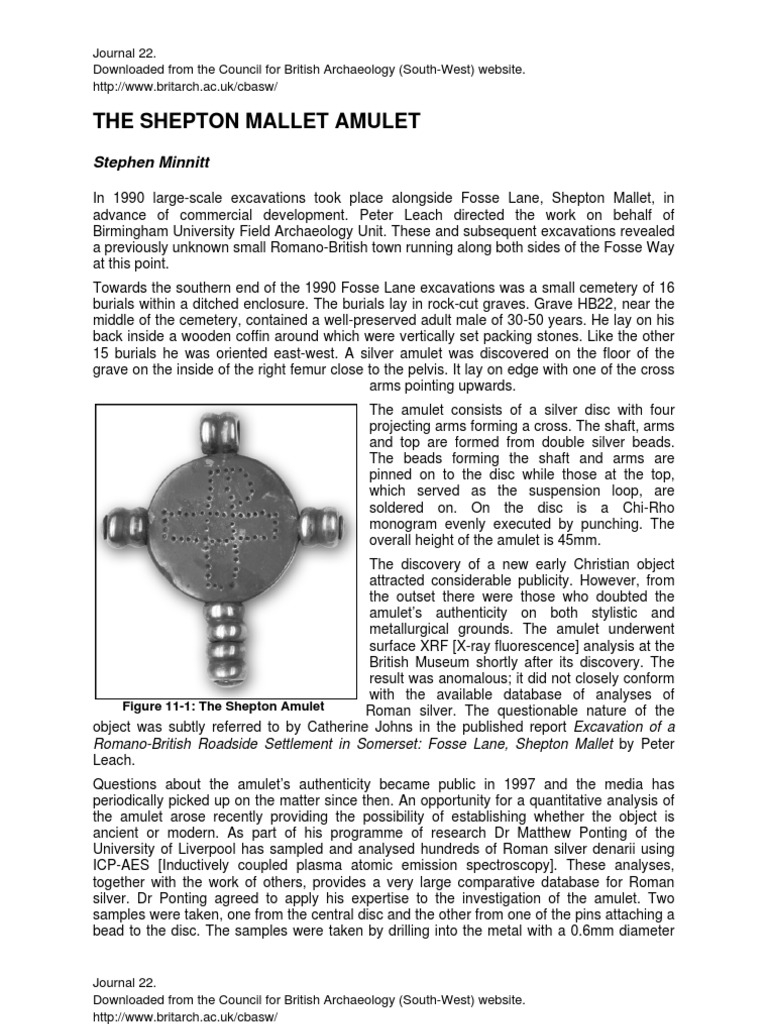 Shepton Mallet Amulet Investigation | PDF | Chemistry | Archaeology