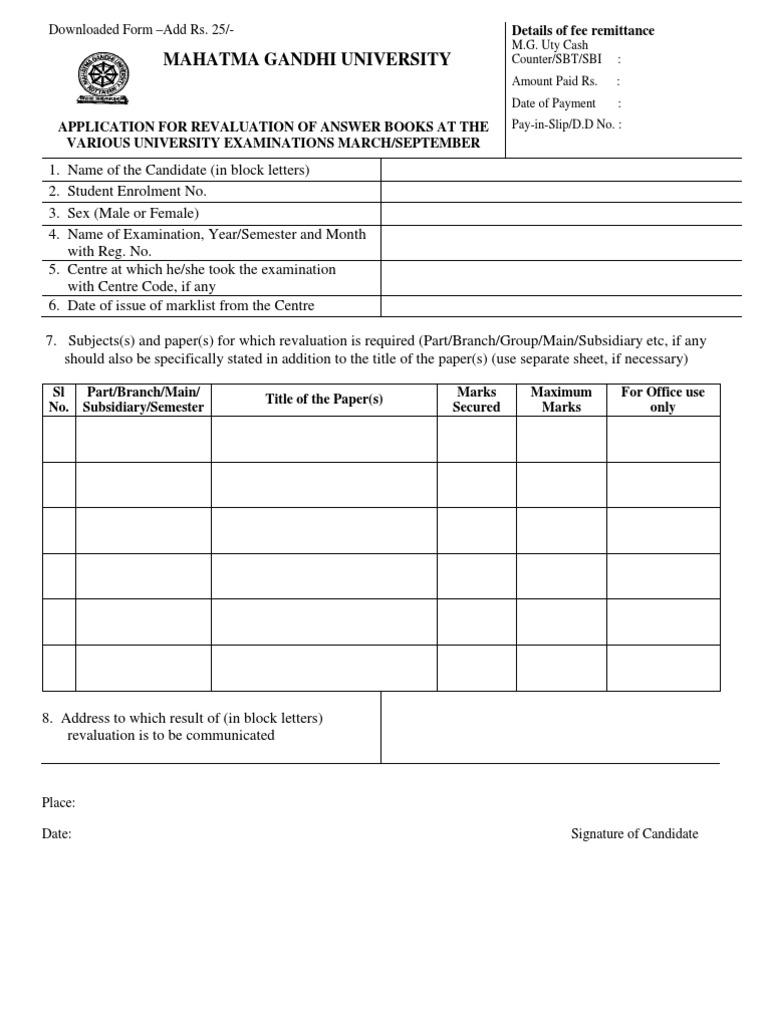 Download Form for Revaluation Application | PDF | Government | Business