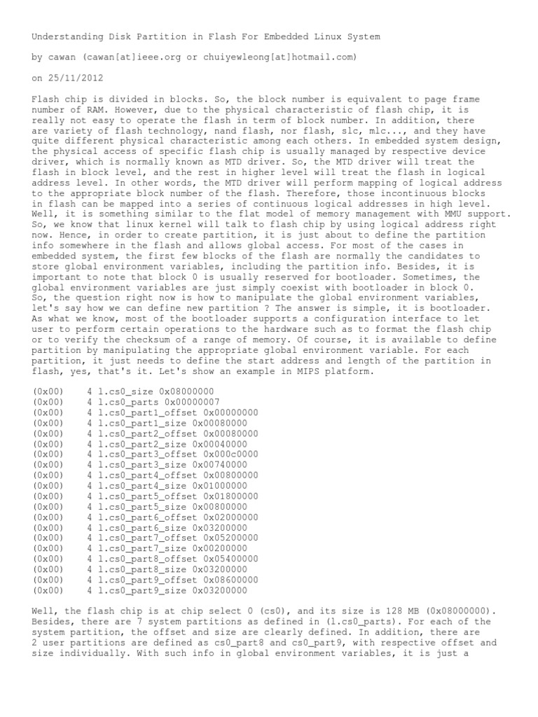 Understanding Disk Partition in Flash For Embedded Linux System | PDF | Flash Memory | Device Driver