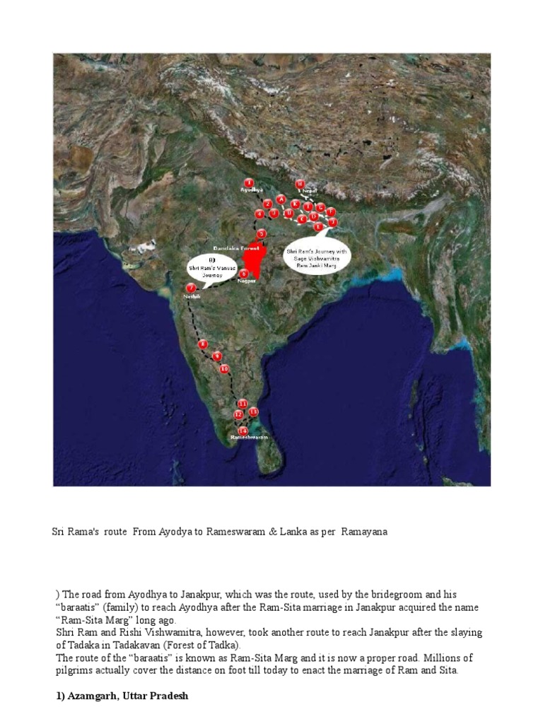 Ramayana Details of Route | PDF | Rama | Hindu Deities