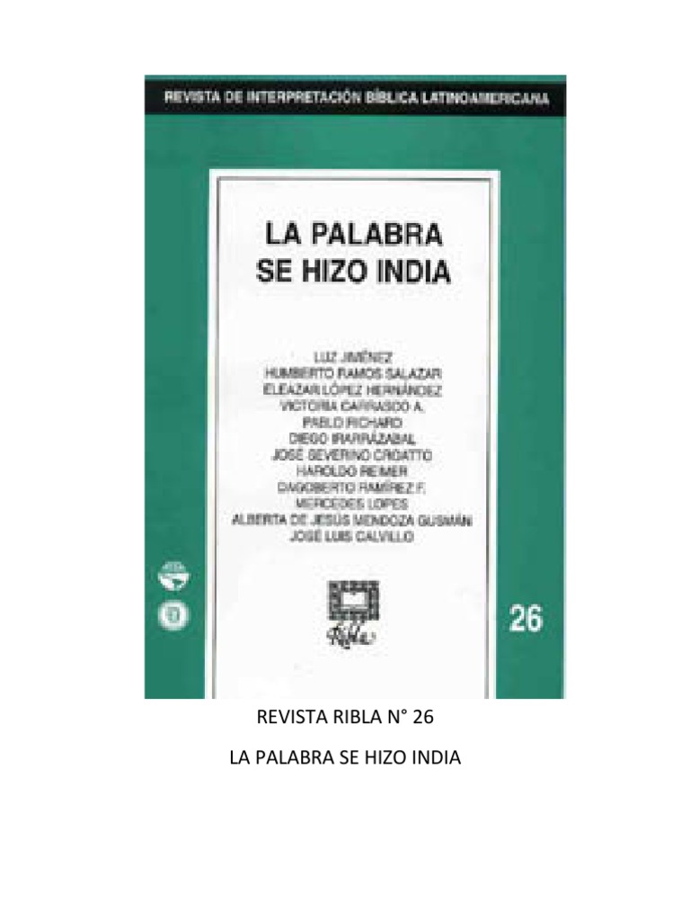 Ribla 26 - La Palabra Se Hizo India | PDF | Biblia | Los símbolos