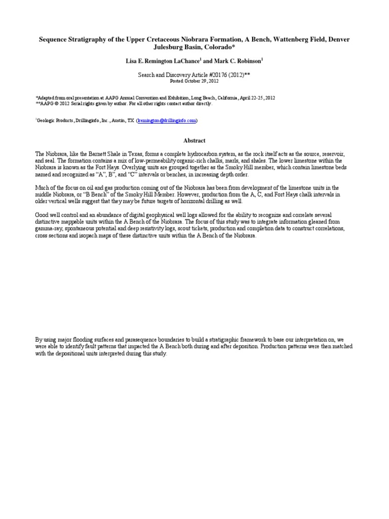 Sequence Stratigraphy of The Upper Cretaceous Niobrara Formation, A ...