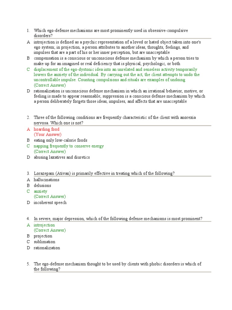 Psych Sample Test | PDF | Obsessive–Compulsive Disorder | Anxiety