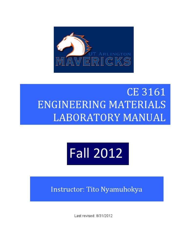 CE3161 Laboratory Manual-2012 | PDF | Strength Of Materials | Concrete