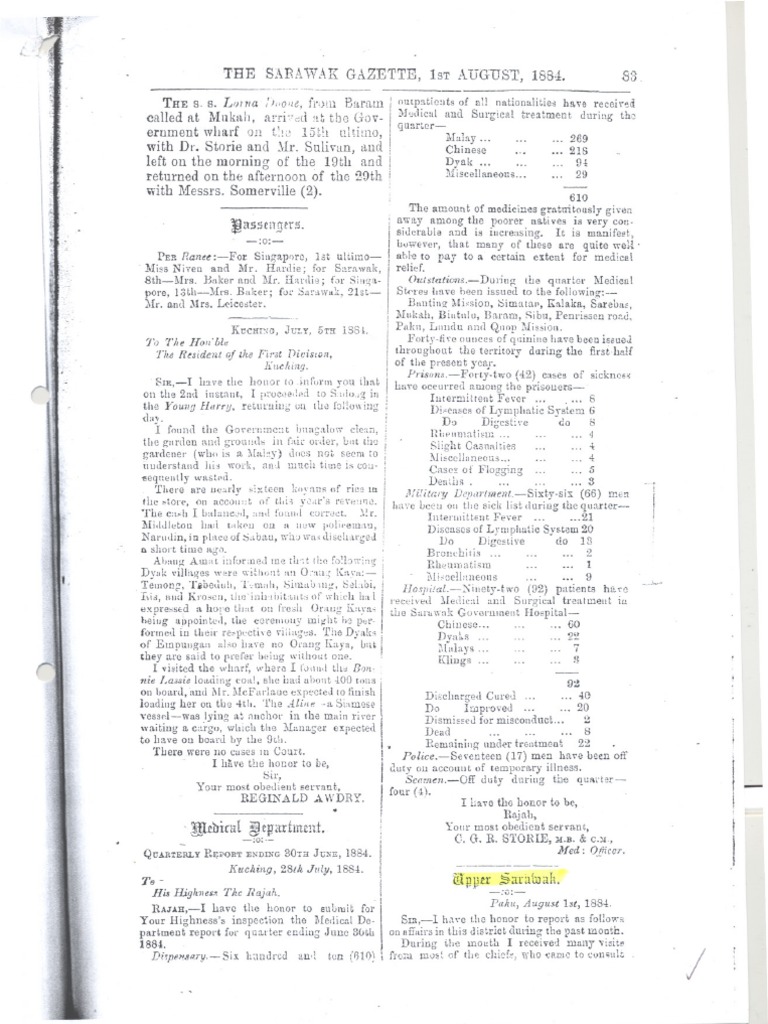 1884 Sarawak Gazette Part 2 | PDF | Nature