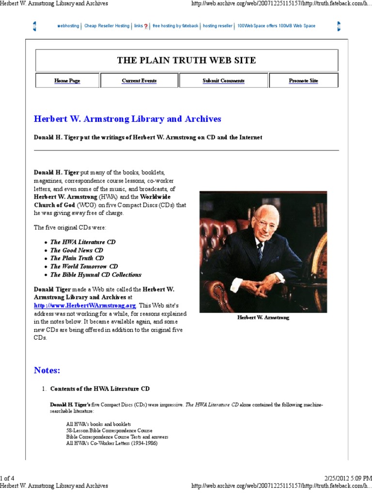 Herbert W Armstrong Library #1 | PDF | Religion And Belief