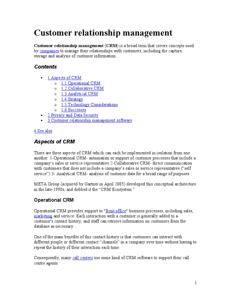 Customer Relationship Management: Customer Relationship Management (CRM ...