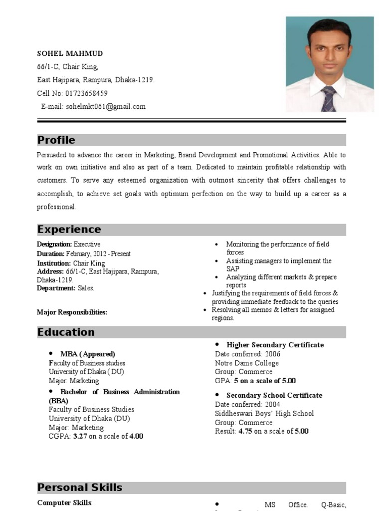Sohel Mahmud New CV | PDF | Master Of Business Administration | Bangladesh