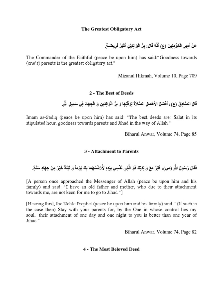 Hadith About Parents | PDF | Last Judgment | Monotheistic Religions