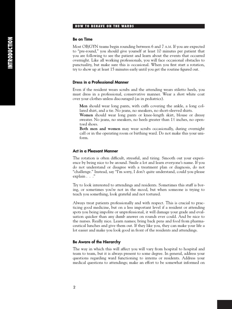 A Guide to Professional Conduct and Effective Learning on the OB/GYN ...