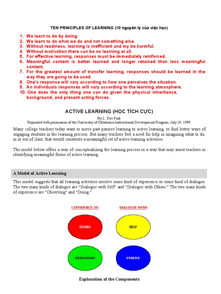 10 Principles of Active Learning | PDF | Facilitator | Lecture