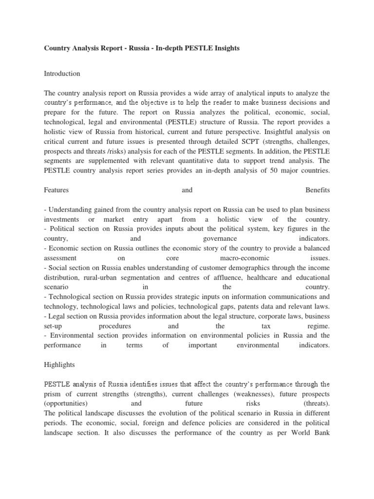 PESTLE Analysis of Russia: Business Insights | PDF | Economic Growth ...