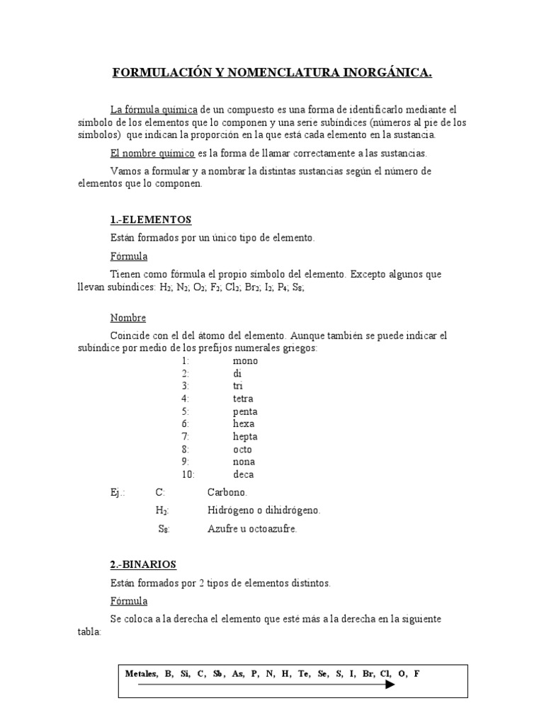 Formulación y Nomenclatura Química | PDF | Elementos químicos | Átomos