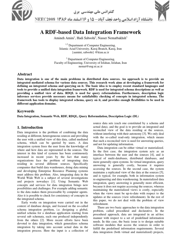 A Rdf Based Data Integration Framework Pdf Conceptual Model Resource Description Framework