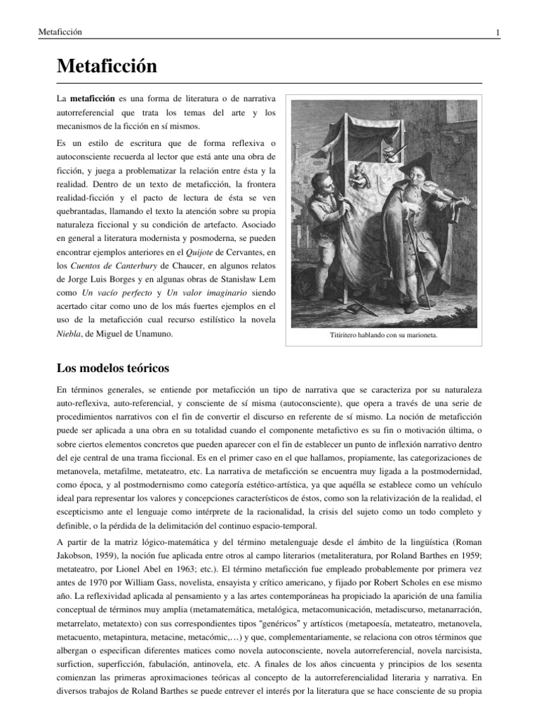 Introducción a la Metaficción | PDF | Poesía
