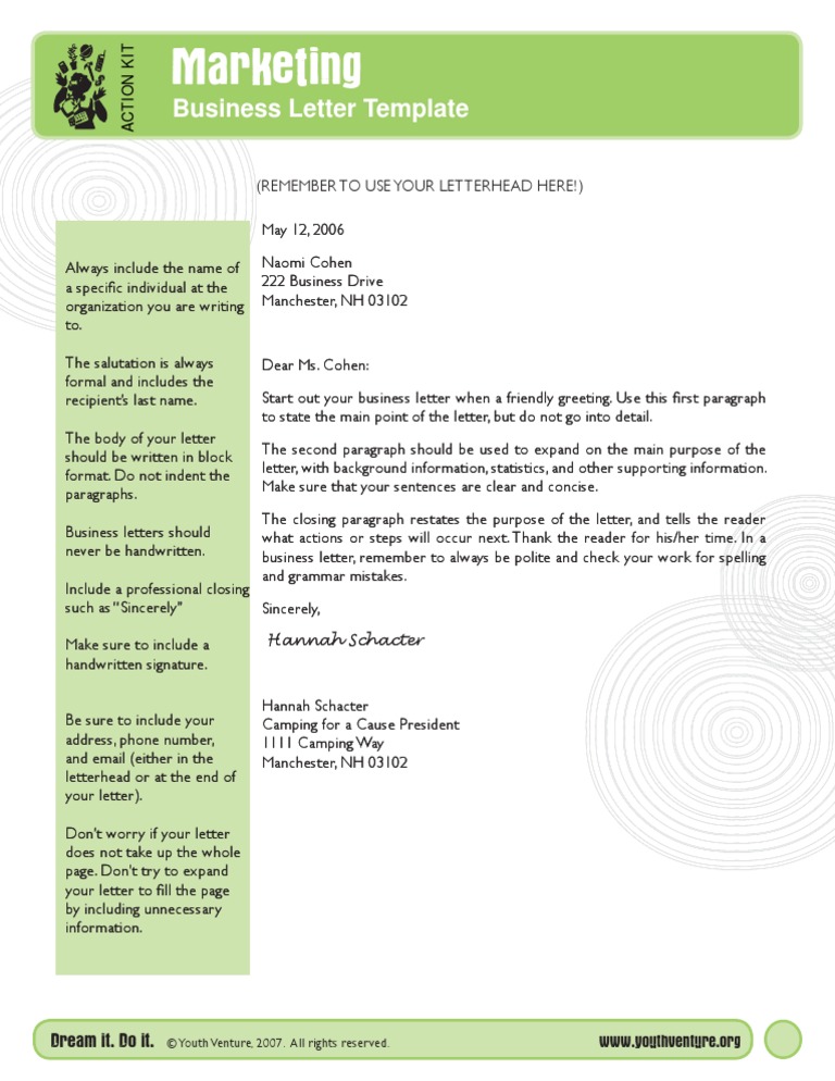 Business Letter Template | PDF | Paragraph | Writing