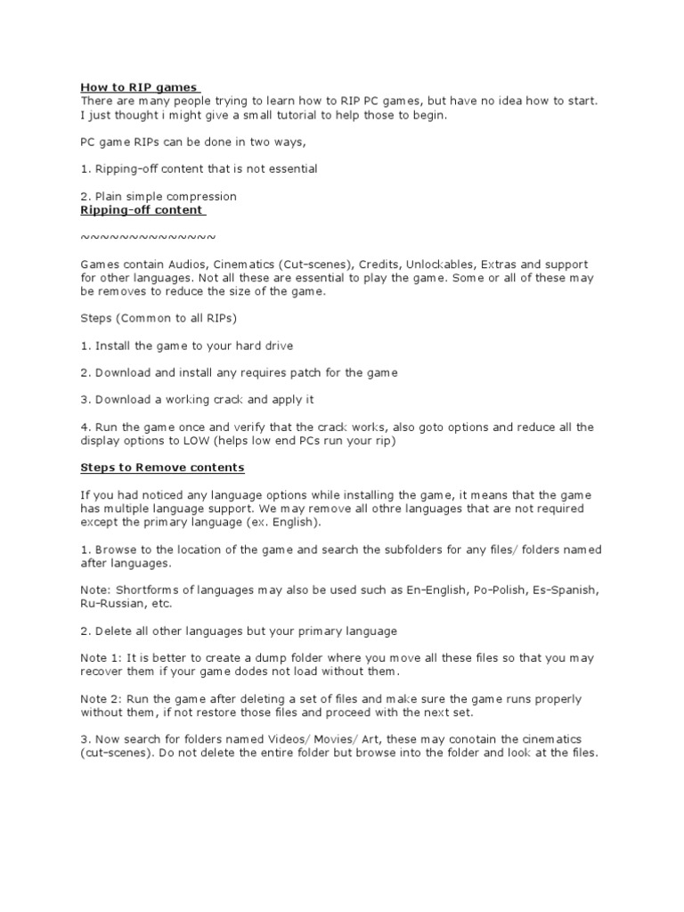 How To RIP Games | PDF | Data Compression | Computer File