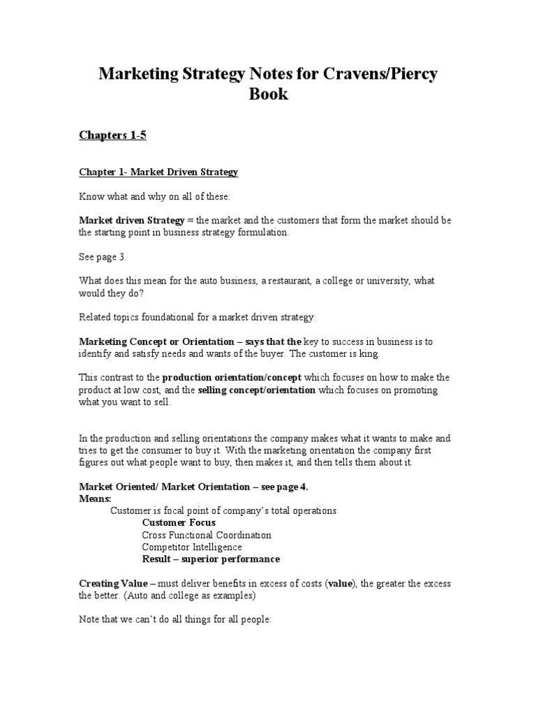 Marketing Strategy - Cravens Piercy Book | PDF