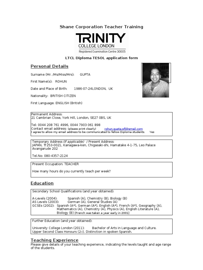 Diploma Application Form | PDF | Diploma | Teachers