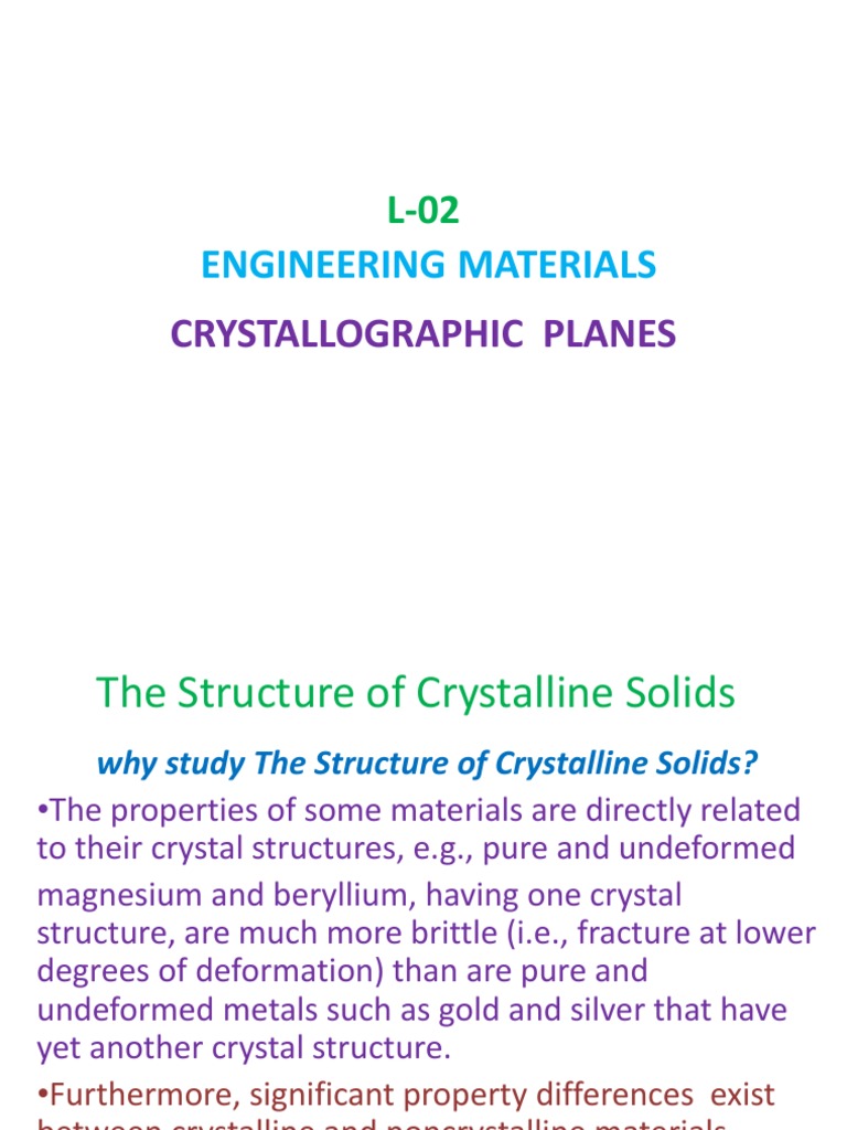 Engineering Materials: Crystallographic Planes | PDF | Crystal Structure | Crystal