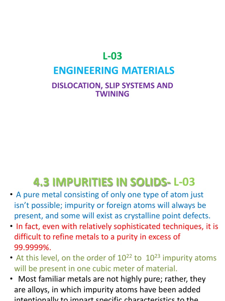 Lec3-Dislocation, Slip Systems and Twining | PDF | Dislocation ...