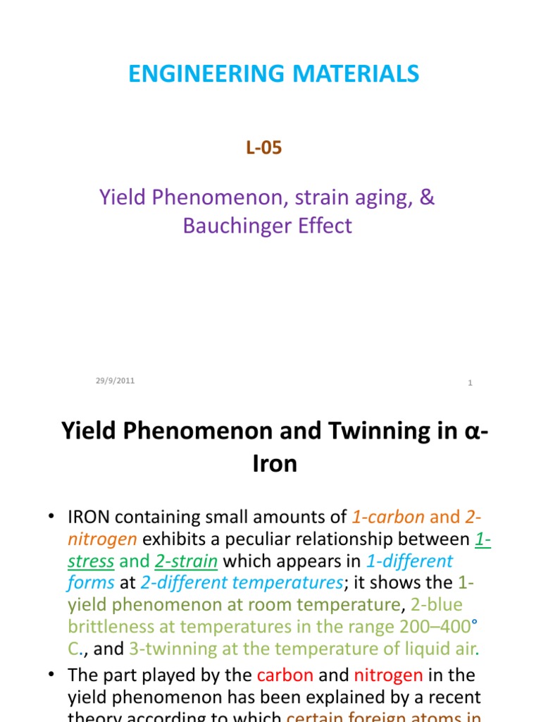 Lec5-Yield Phenomenon, Strain Aging, & Bauchinger Effect | Download Free PDF | Deformation ...