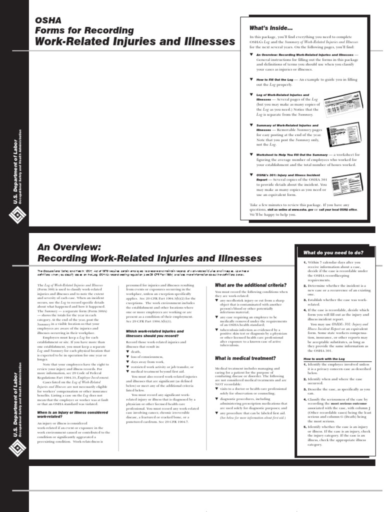 Work-Related Injuries and Illnesses: Forms For Recording | PDF ...