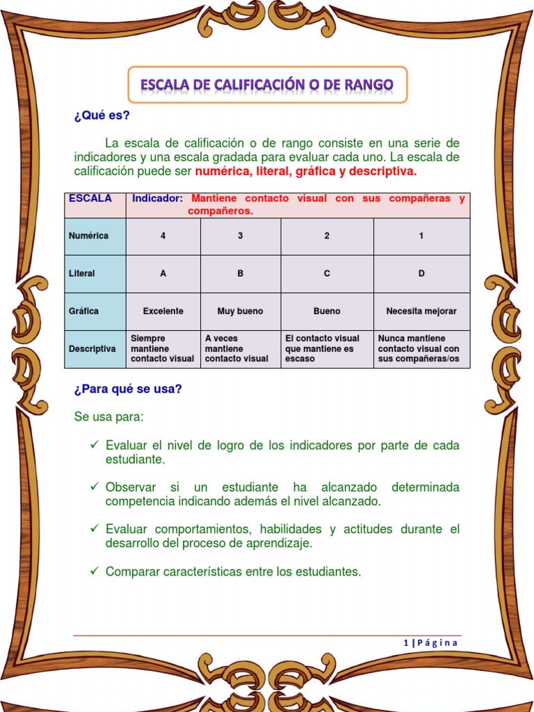 ESCALA DE CALIFICACIÓN O DE RANGO