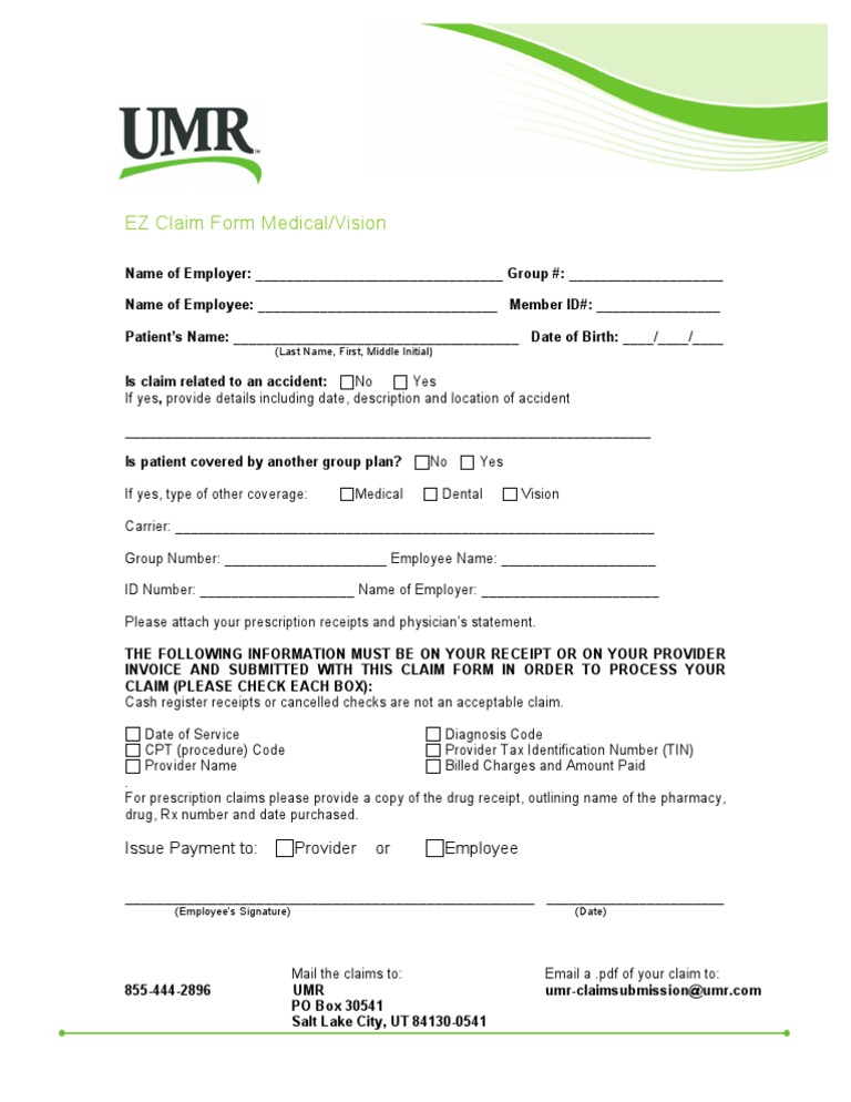 UMR EZ Claim Form 3 | PDF