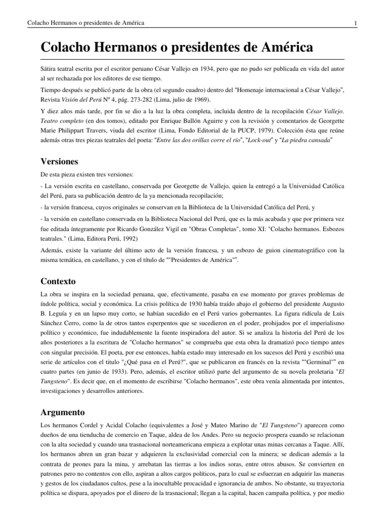 Colacho Hermanos | PDF | Perú