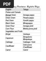English-Telugu Grocery Translations | PDF