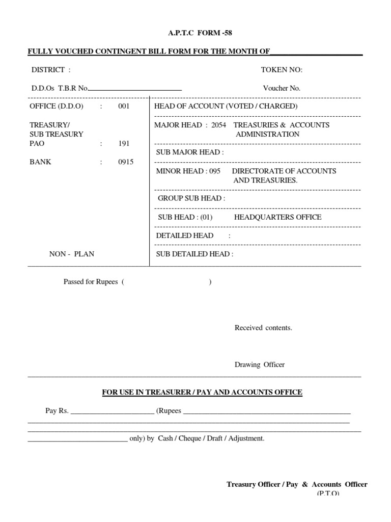 APTC Form - 58-Fully Vouched Contingent Bill Form | PDF | Financial ...