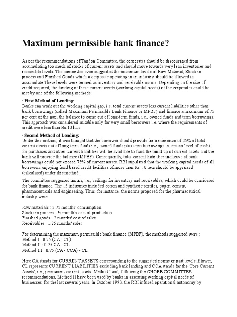 MPBF | PDF | Credit (Finance) | Banks