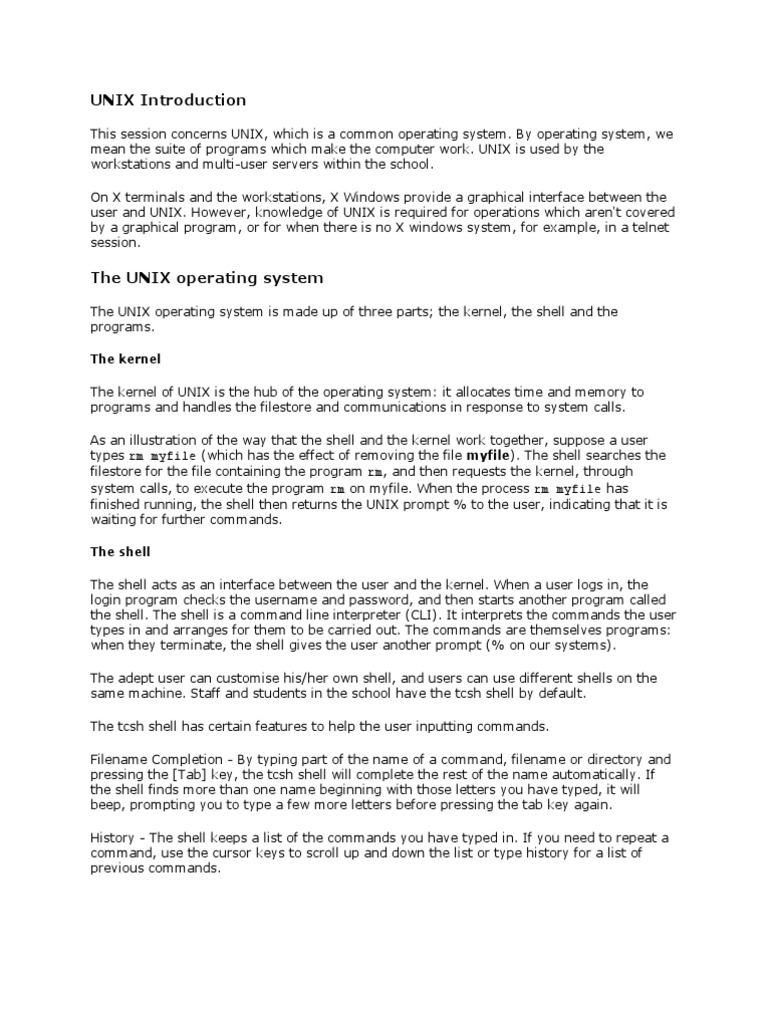 UNIX Introduction: The Kernel | PDF | Command Line Interface | Source Code